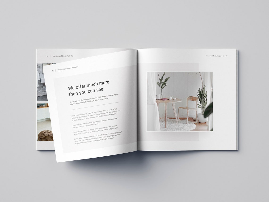 Interior Design Portfolio Canva Template, Square Brochure, 4 Different ...