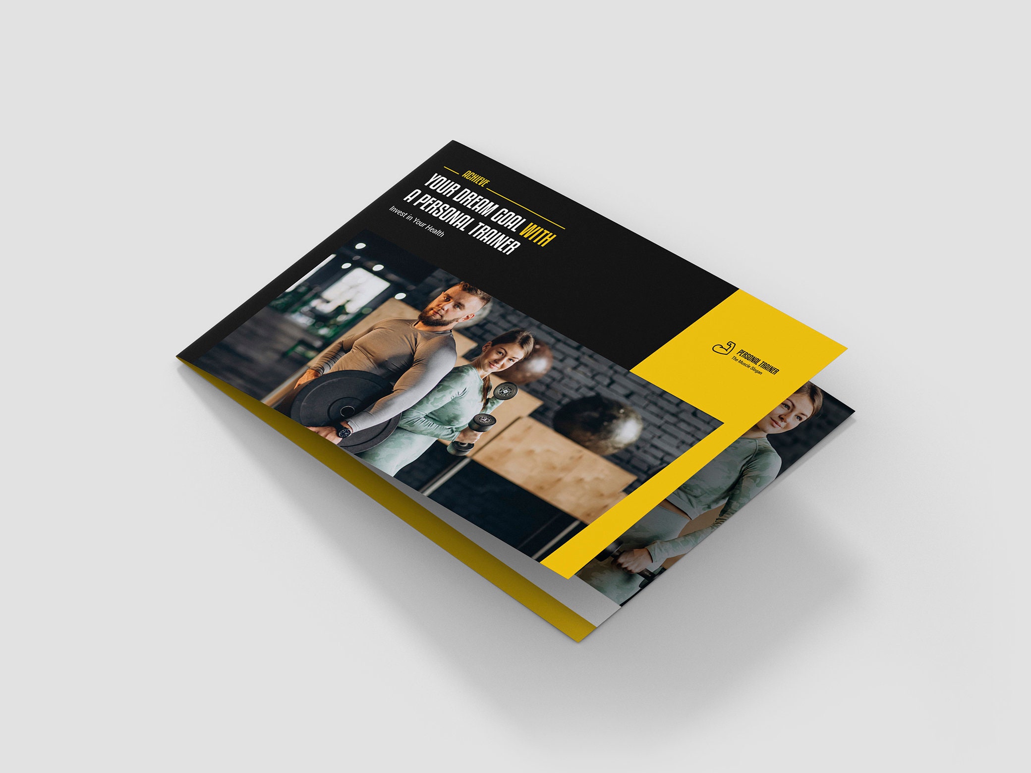 Personal Trainer, Brochure Bi-fold A5 Landscape, Canva Template ...