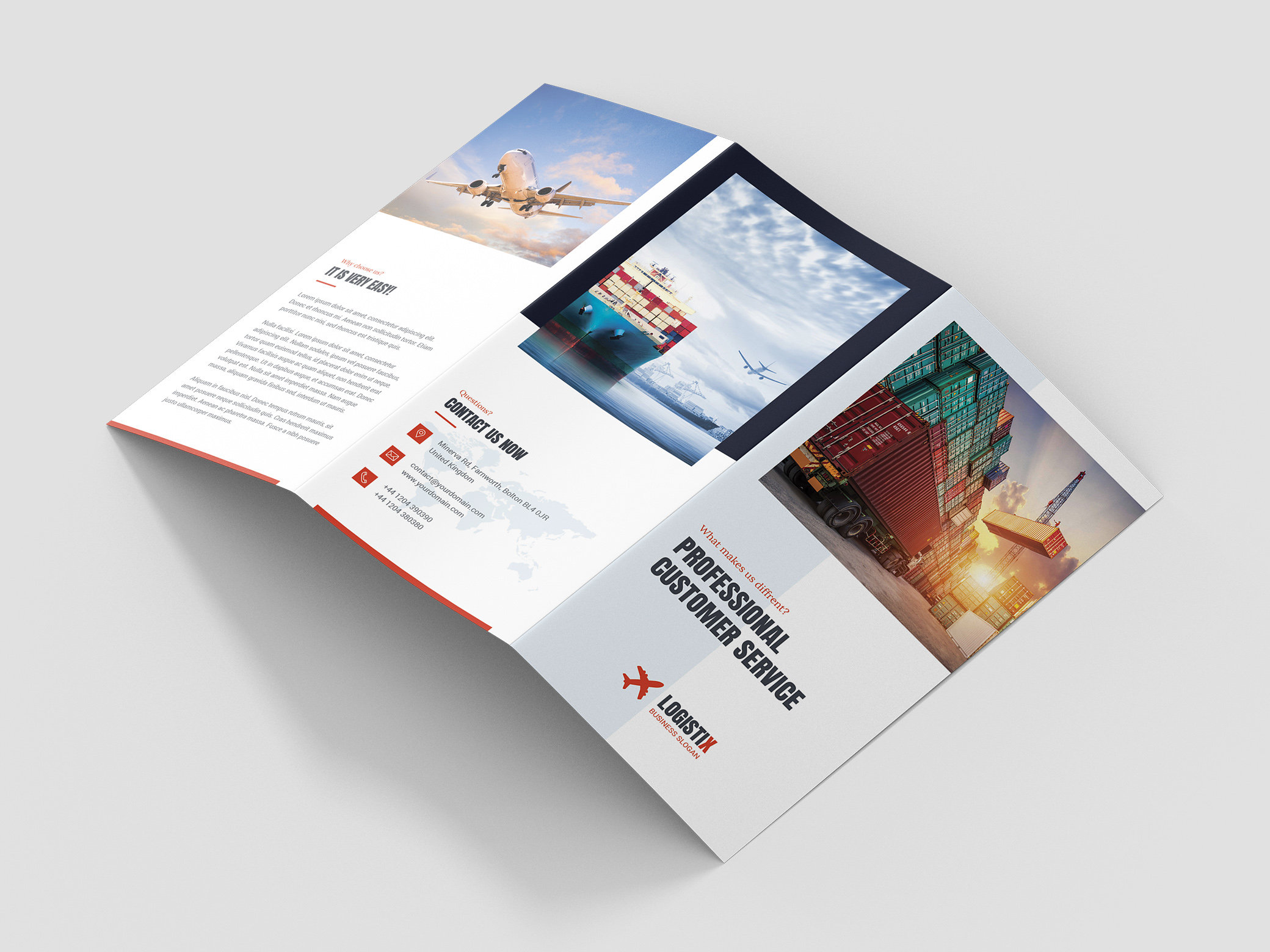 Transport Logistic Brochure Trifold Canva Template, Cargo, Yard ...
