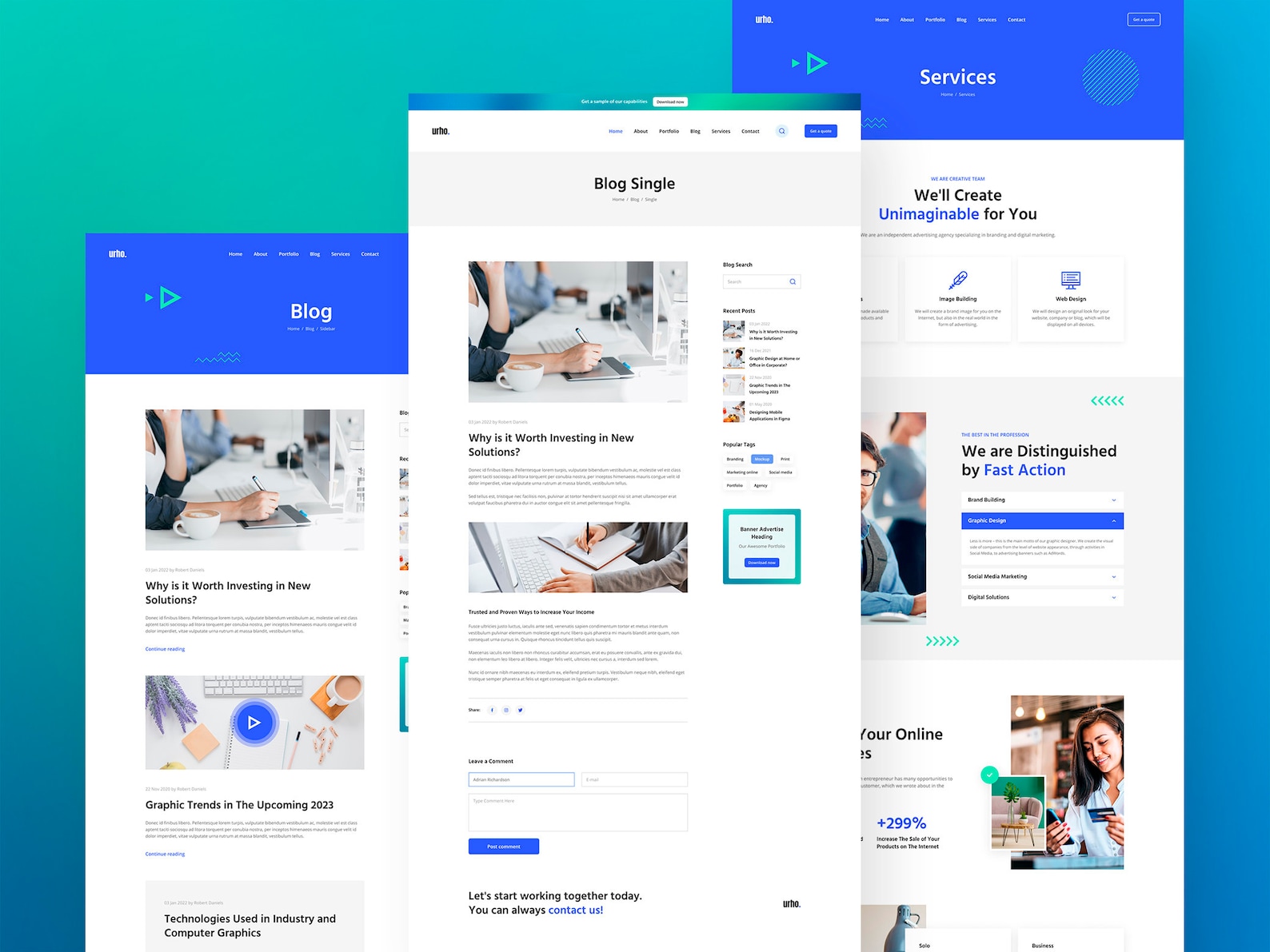 Creative Studio Figma Template, UI Design, Urho Agency, Portfolio, Components, Webdesign, Figma ...