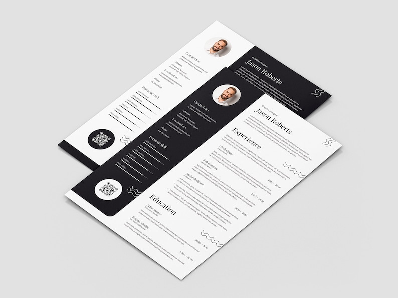 Modern Resume Template, Cover Letter, MS Word, Canva, Printable Design ...