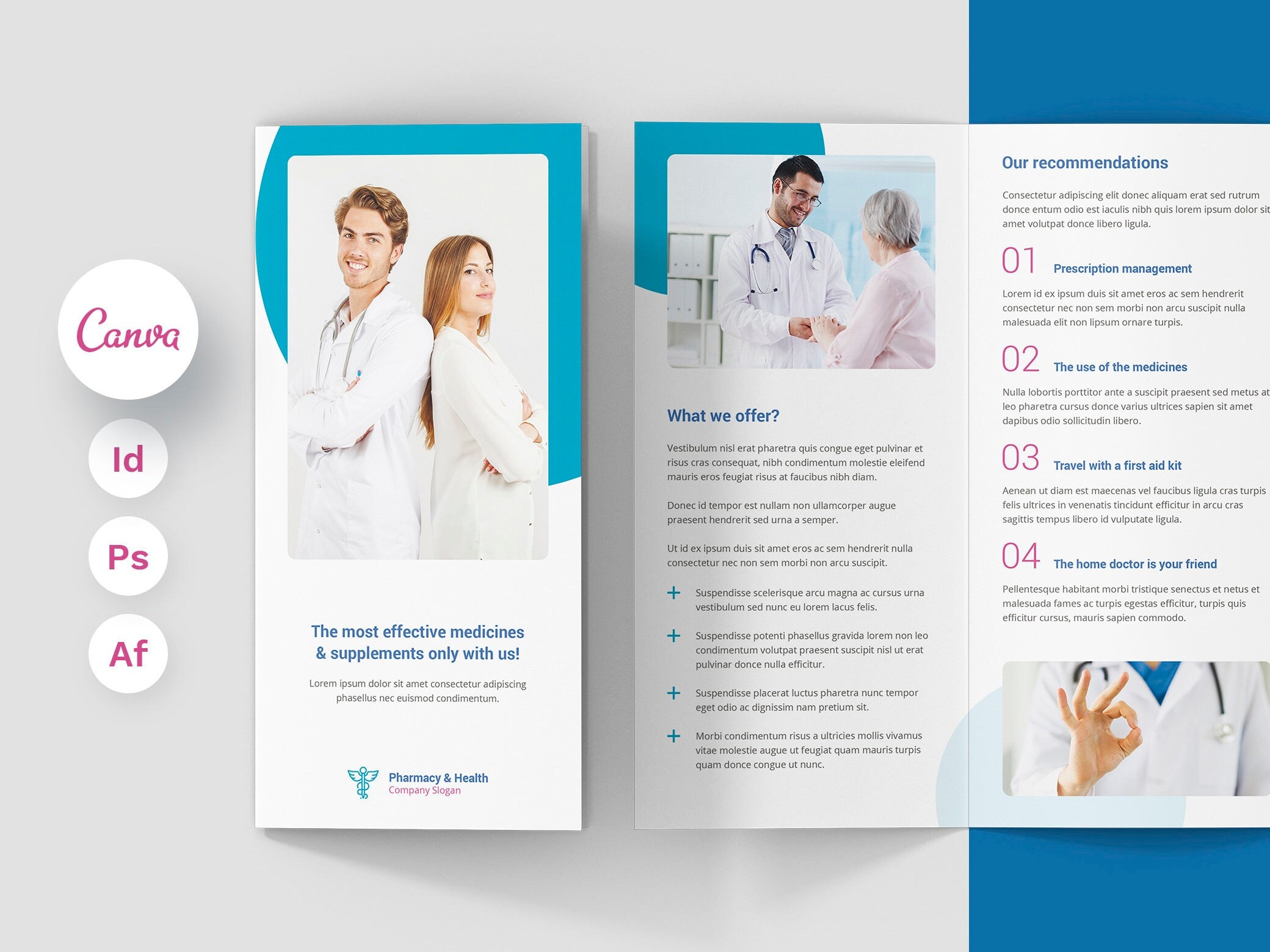 Pharmacy and Medical Brochure Tri-fold, Canva Template, Doctor, Nurse ...