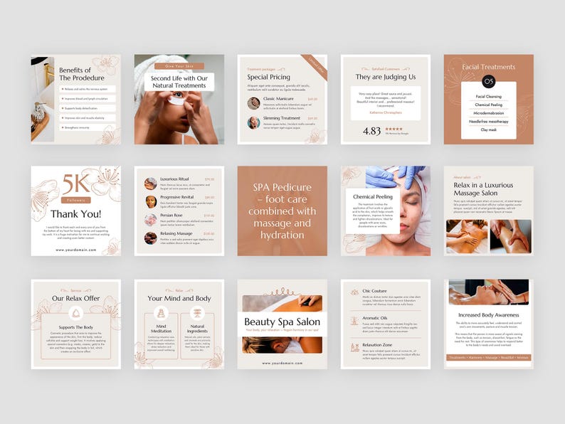 Spa Salon Instagram Post and Stories Canva Template, Spa Menu, Salon ...