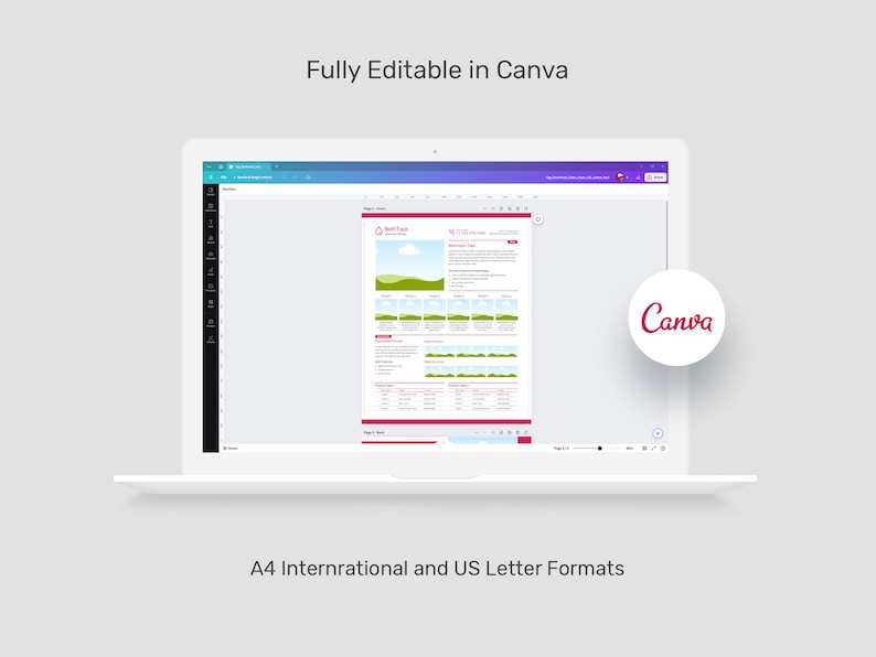 Tap Technical Data Flyer Canva Template, Product Description ...