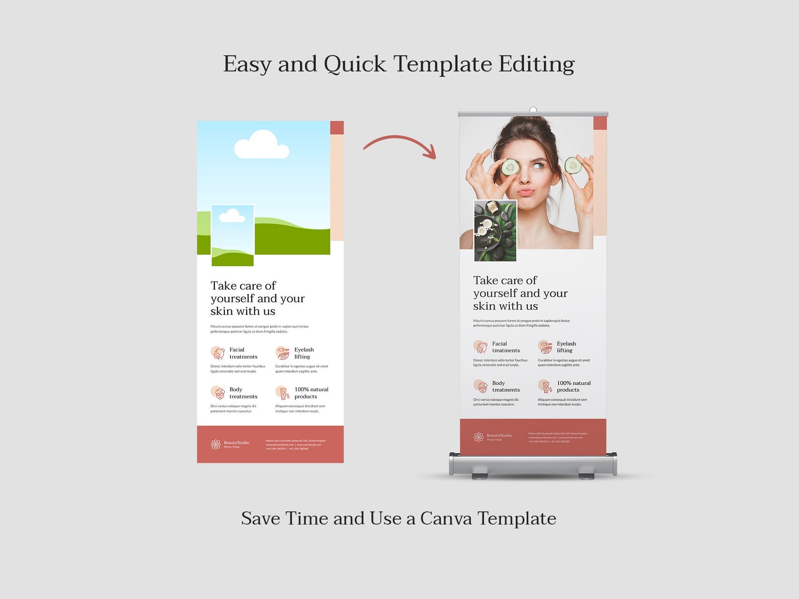 Beauty Studio Roll up Banner, Editable Canva Template, Ideal for ...