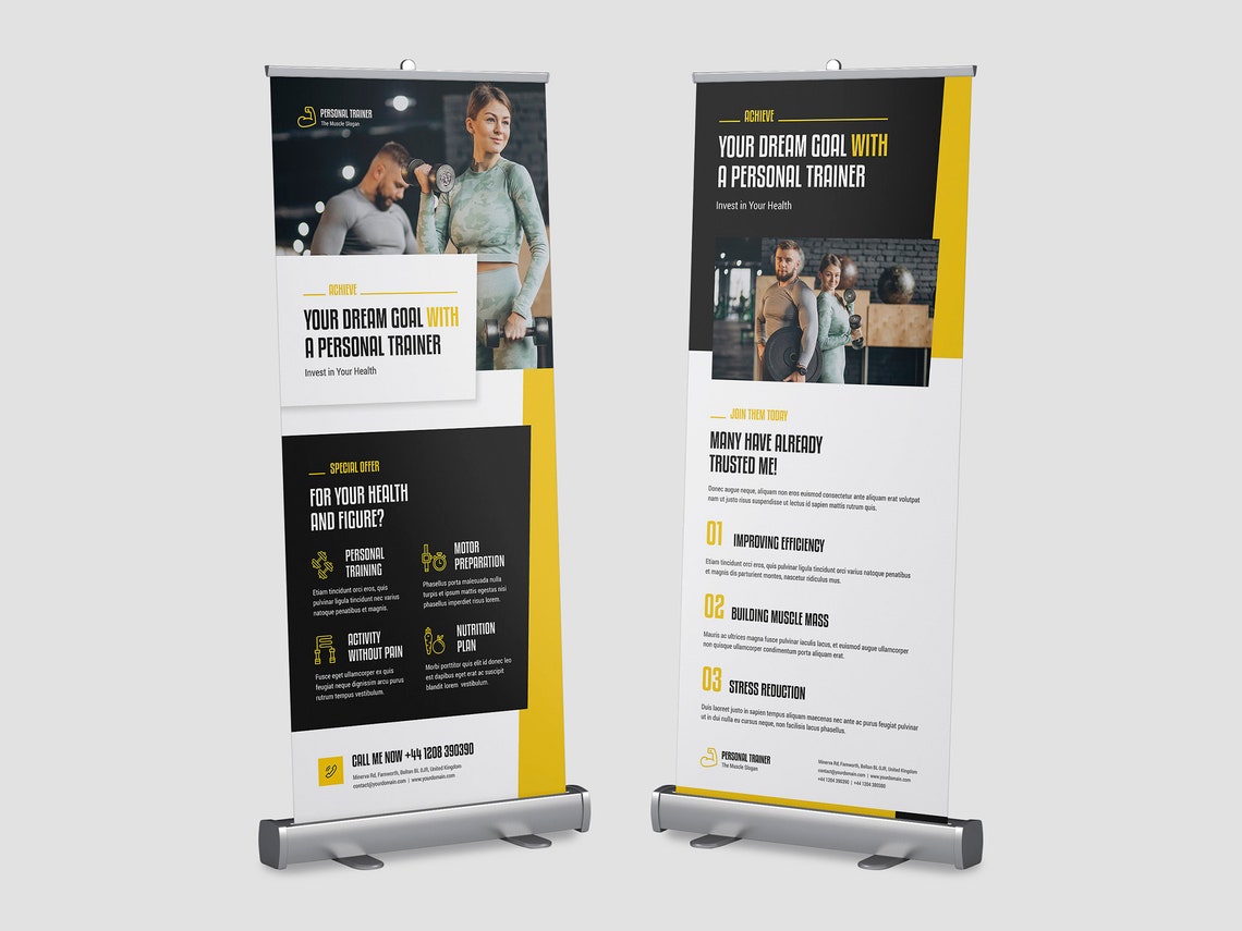 Personal Trainer Roll up Banner Template, Gym Fitness (canva Template ...