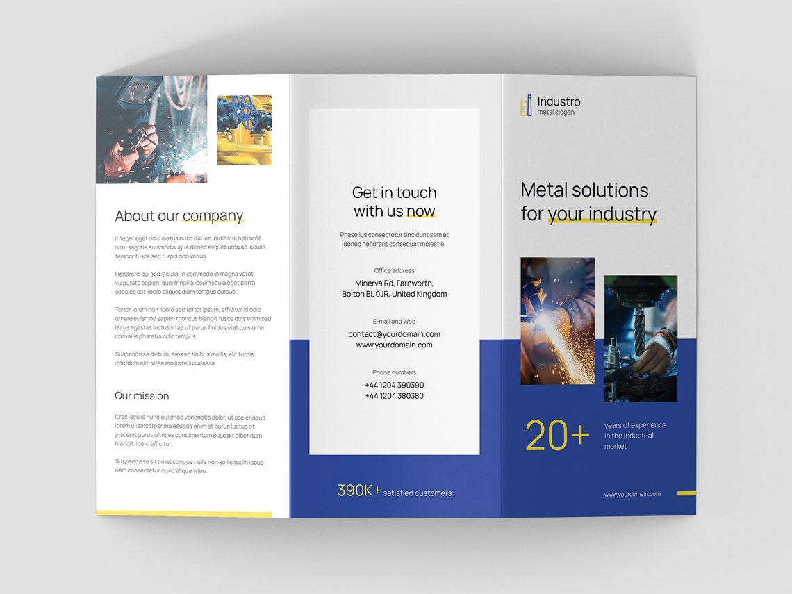 Welding Services Steel Fabrication Tri-fold Brochure Indesign, Metal ...