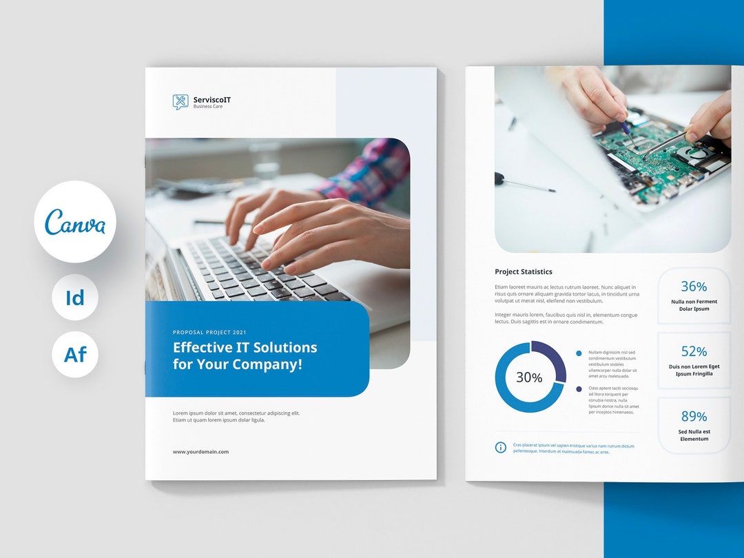 Proposal Project Template for IT Service, Canva Template, Company ...
