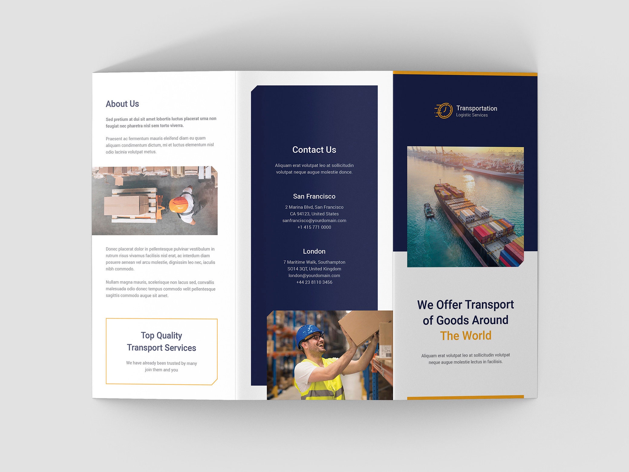 Transportation Brochure Tri-fold, Truck Dispatcher, Logistics Brochure ...
