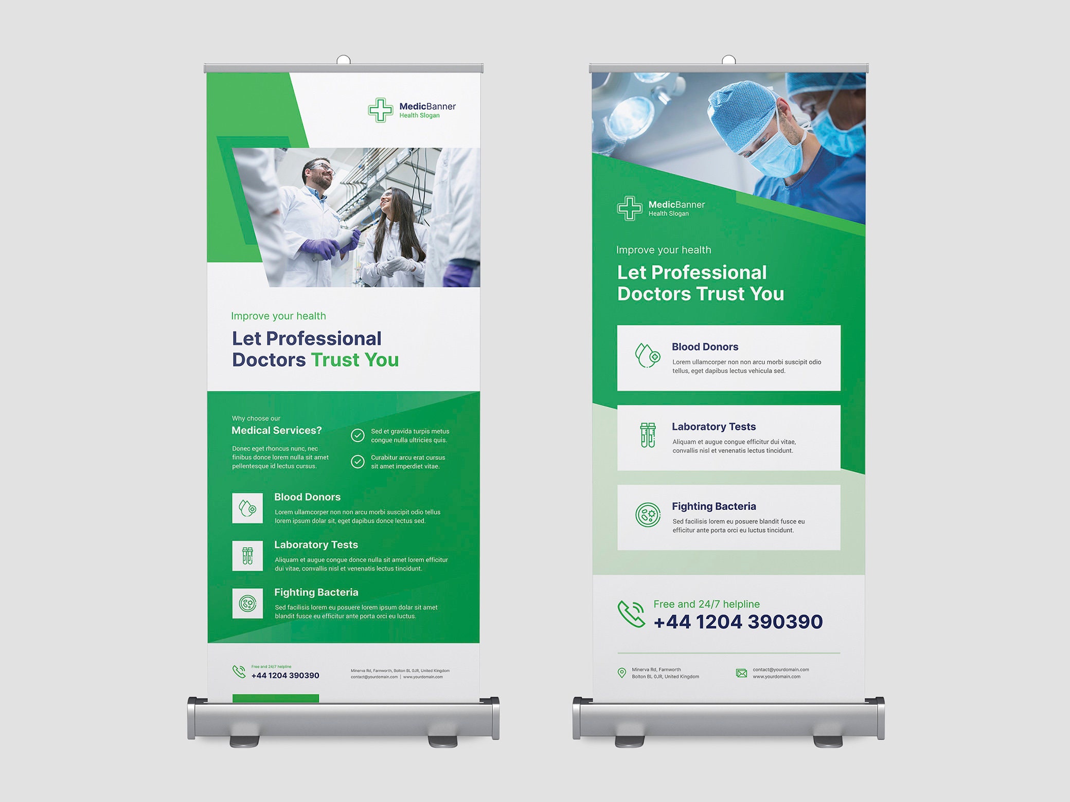 Medic Doctor Healthcare Roll up Banner Canva Template, Aesthetic ...