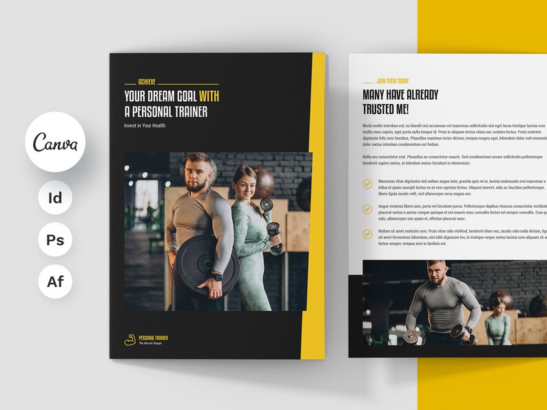 Personal Trainer Brochure Template Brochure Tri-fold A5 - Etsy