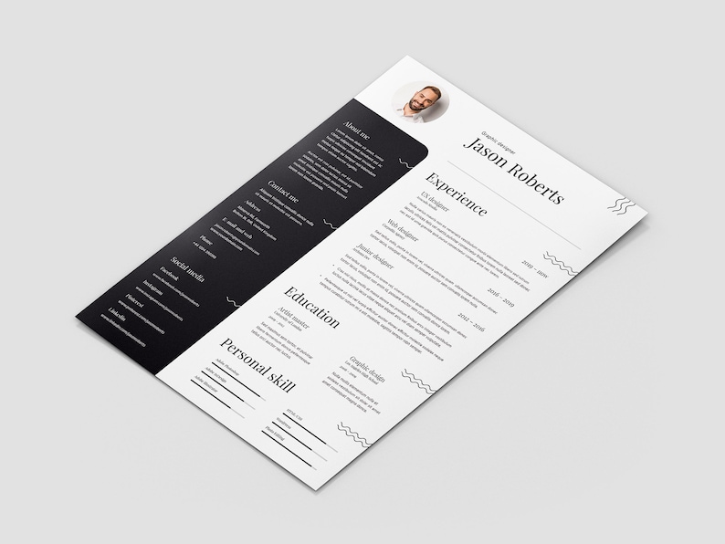 Modern Resume Template, Cover Letter, MS Word, Canva, Printable Design ...