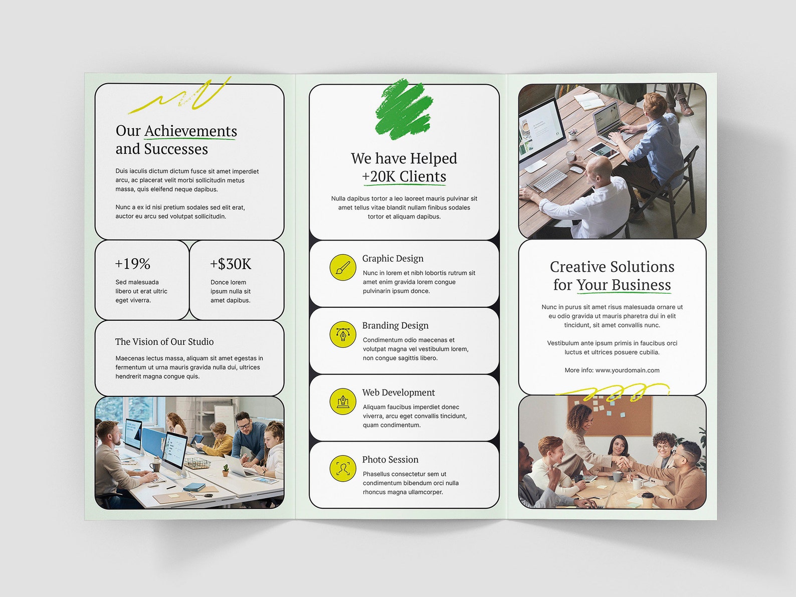 Digital Studio Brochure Tri-fold, Canva Template, Creative Agency Offer ...
