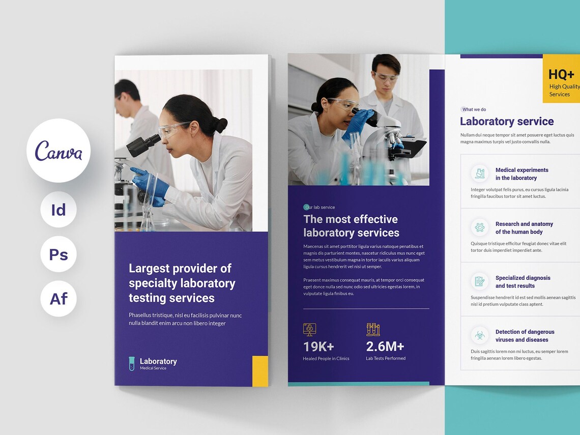 Laboratory Brochure Tri-fold, Canva Template, Medical Brochure Design ...