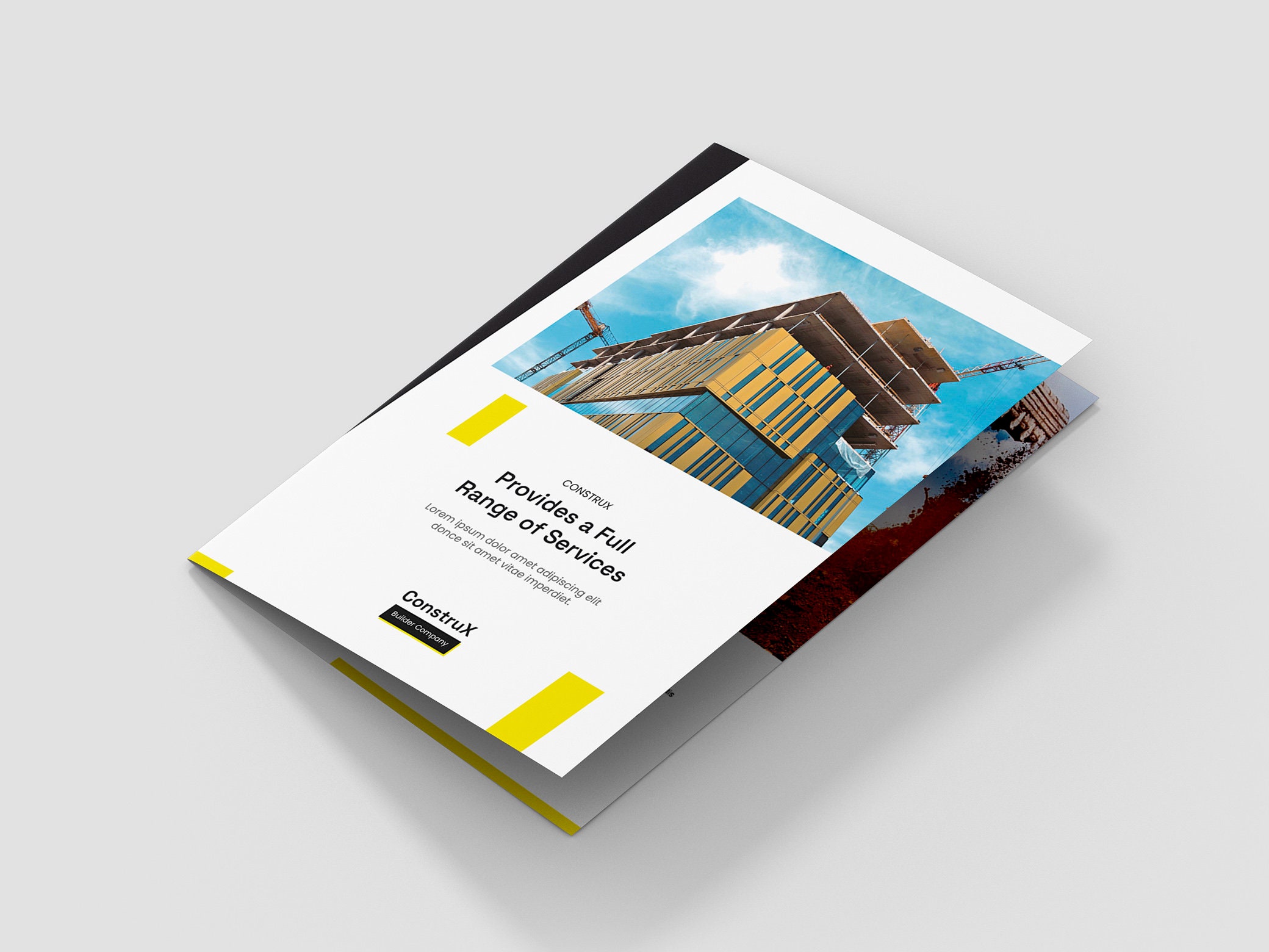 Architecture Builder Construction Brochure Bi-fold, Canva Template ...