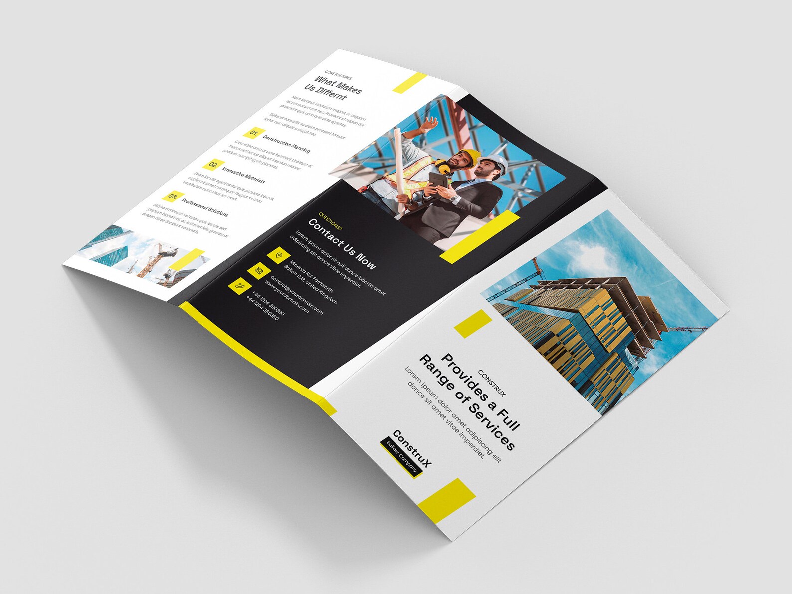 Construction Architecture Builder Brochure Tri-fold, Canva Template ...