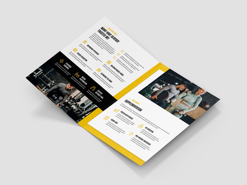 Personal Trainer Brochure Bi-fold Canva Photoshop Indesign Template ...