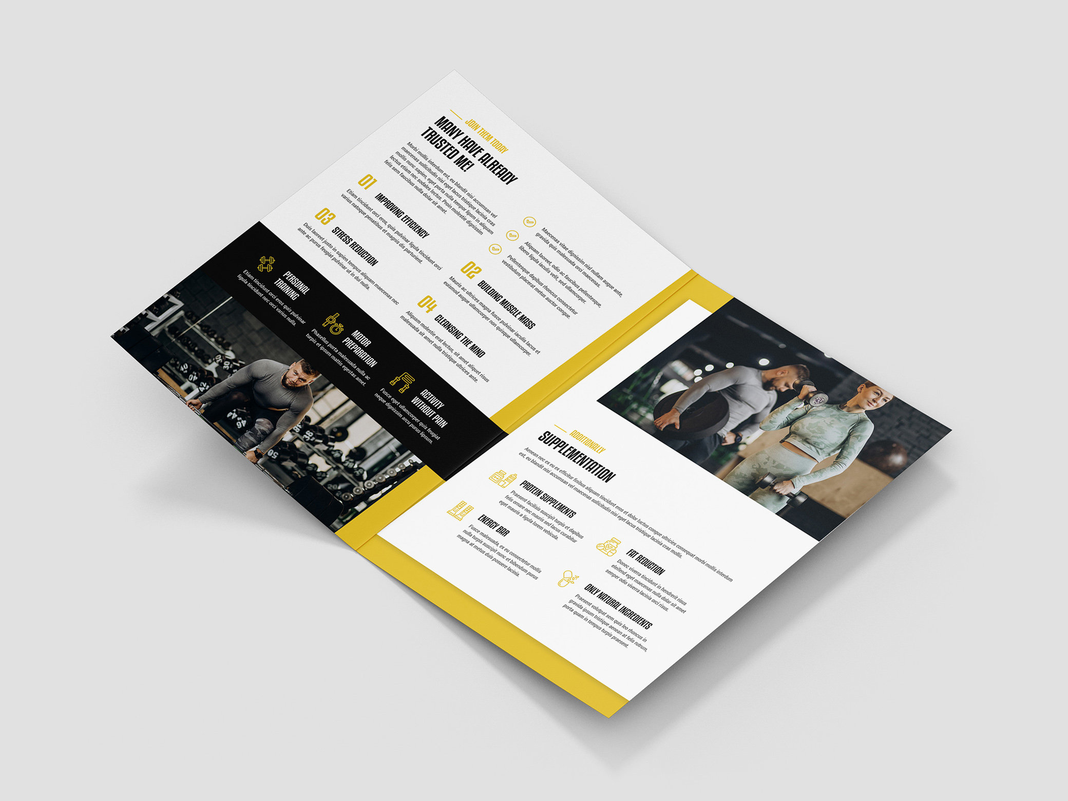 Personal Trainer Brochure Bi-fold Canva Photoshop Indesign Template ...