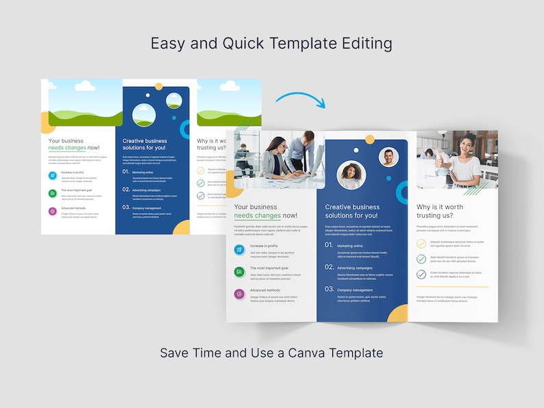 Business Studio Brochure Tri-fold, Canva Template, Social Media Agency ...