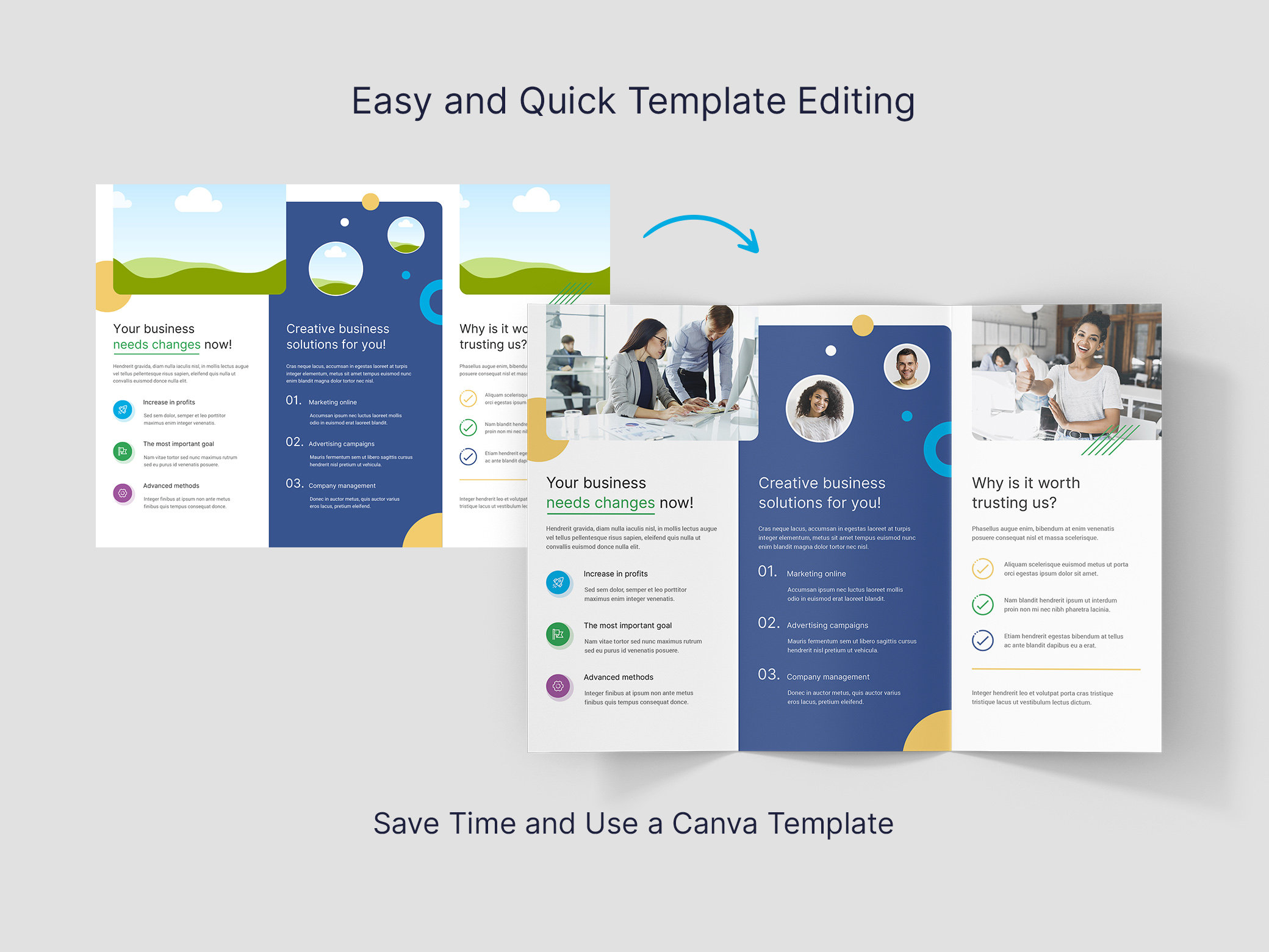 Business Studio Brochure Tri-fold, Canva Template, Social Media Agency ...