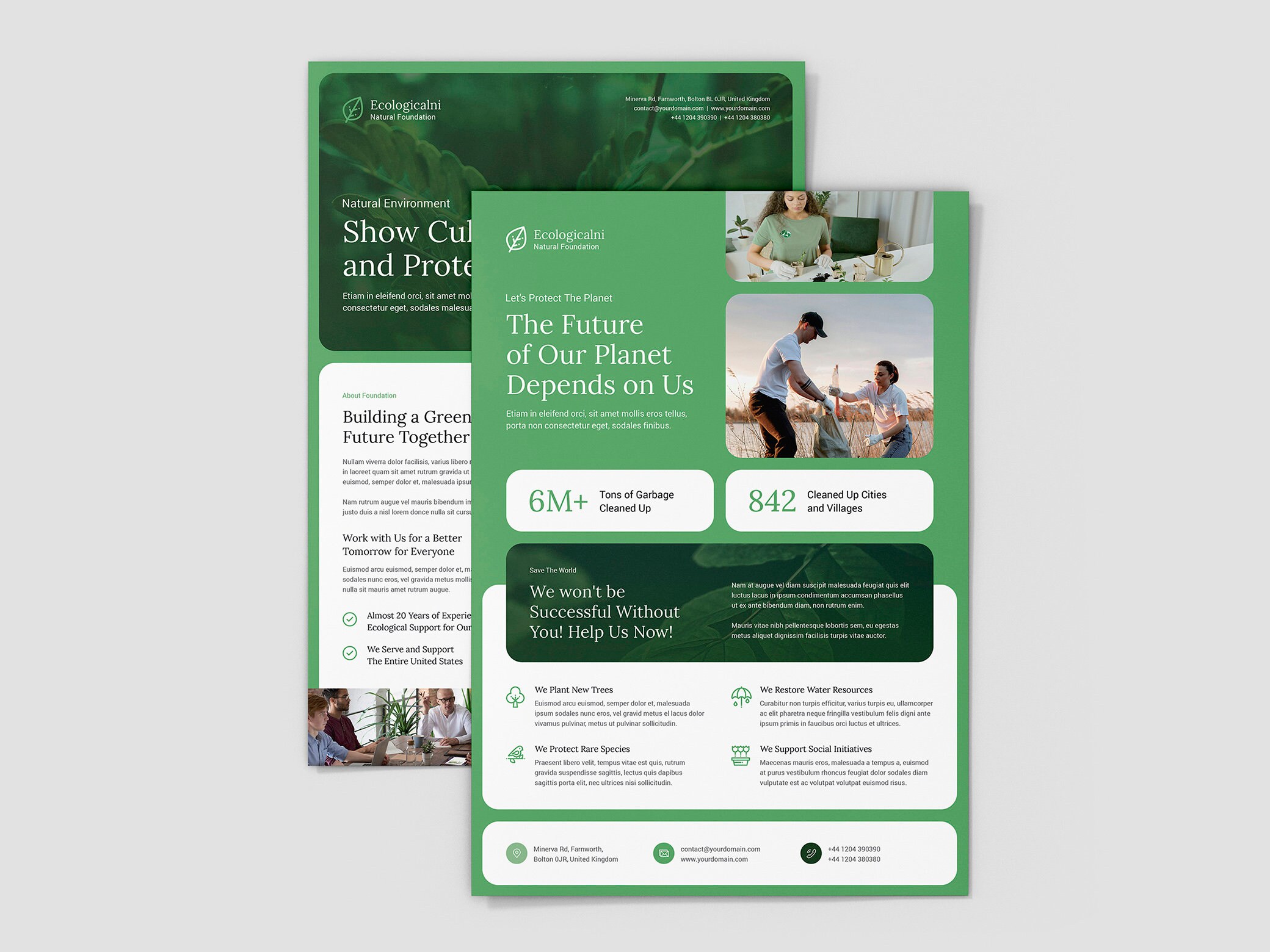 Ecology Foundation Flyer Canva Template, Renewable Energy Design - Etsy