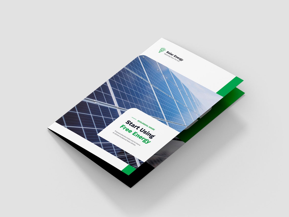 Solar Energy Brochure Bi-fold, Canva Template, Solar Panel Template ...