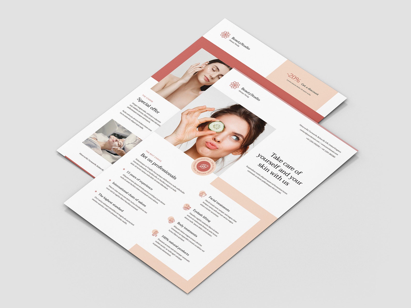 Beauty Studio Flyer Template, Canva, Photoshop, Indesign (digital ...