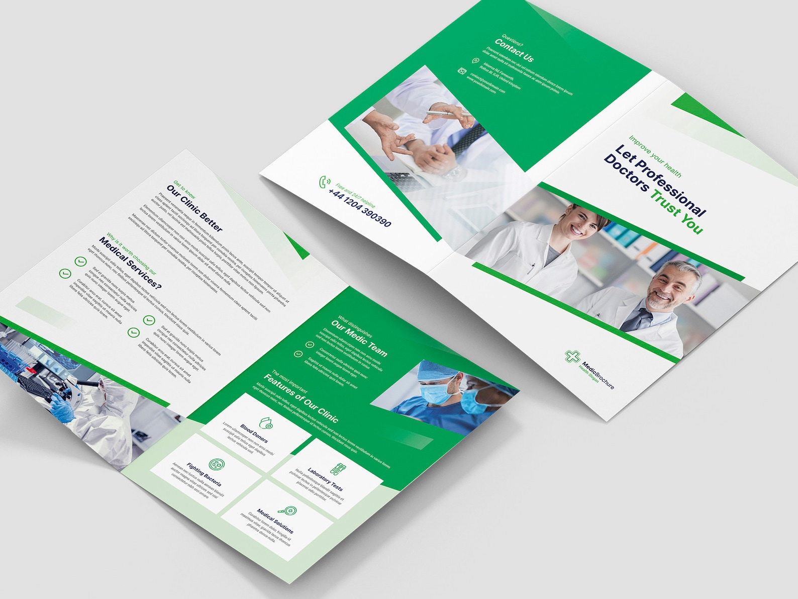 Medic Brochure Bi-fold Canva Template, Doctor, Mental Health Care ...