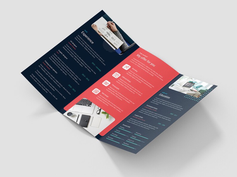 Resume Brochure Tri-fold Canva Template, MS Word Resume Design, Figma ...