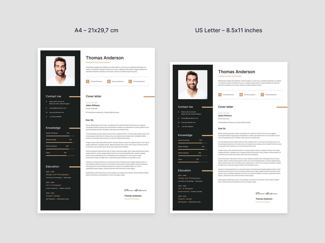 Resume and Cover Letter Template, Modern CV Design With Photo, Fully ...
