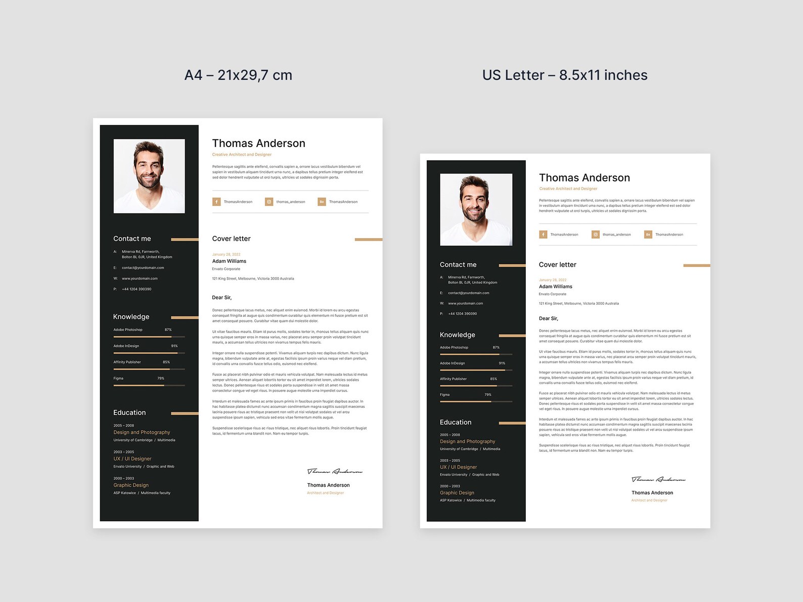 Resume and Cover Letter Template, Modern CV Design With Photo, Fully ...