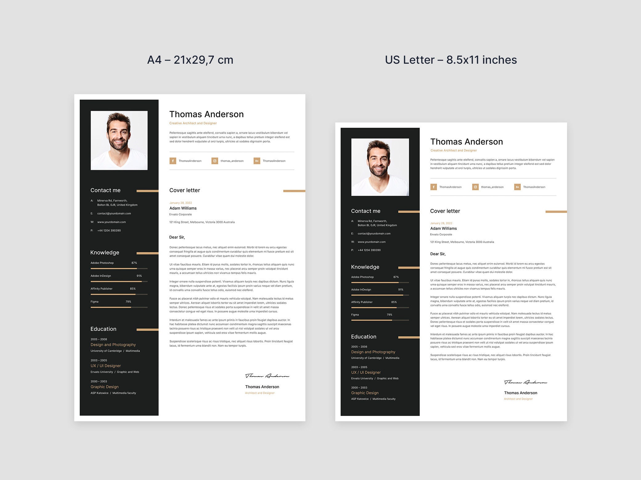 Resume and Cover Letter Template, Modern CV Design With Photo, Fully ...