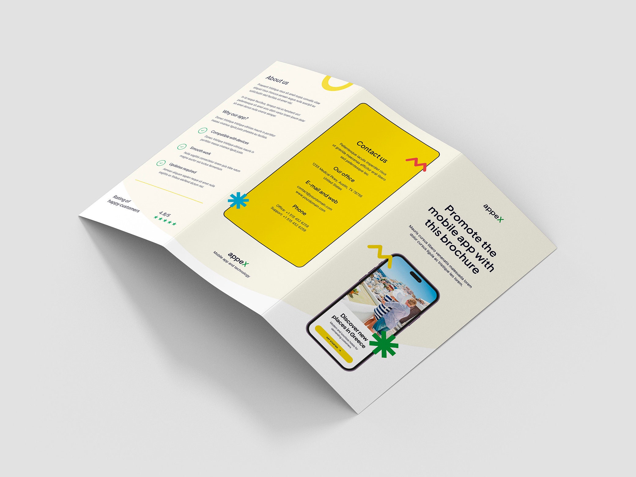 Mobile App Tri-fold Brochure Canva, Tech Startup Software Pamphlet PSD ...