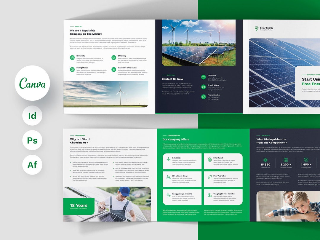 Solar Energy Brochure, Tri-fold Square Canva Template (digital Download ...