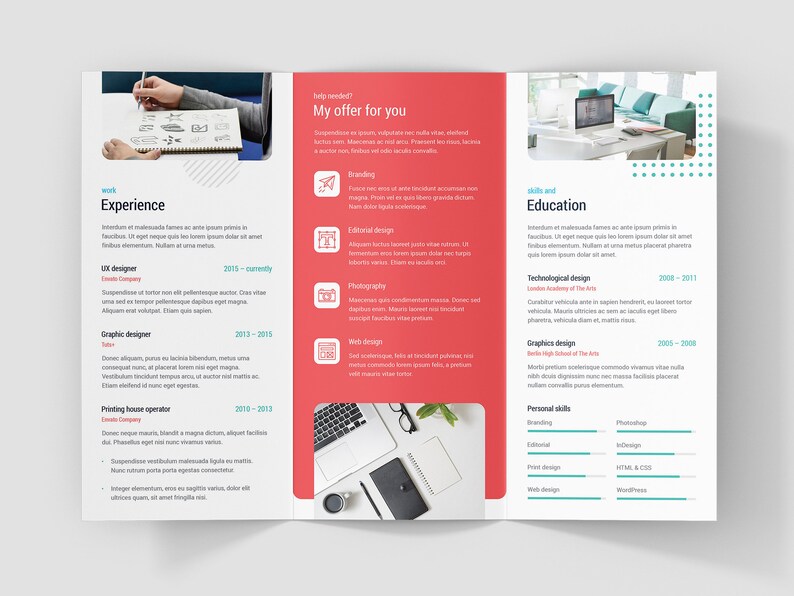 Resume Brochure Tri-fold Canva Template, MS Word Resume Design, Figma ...