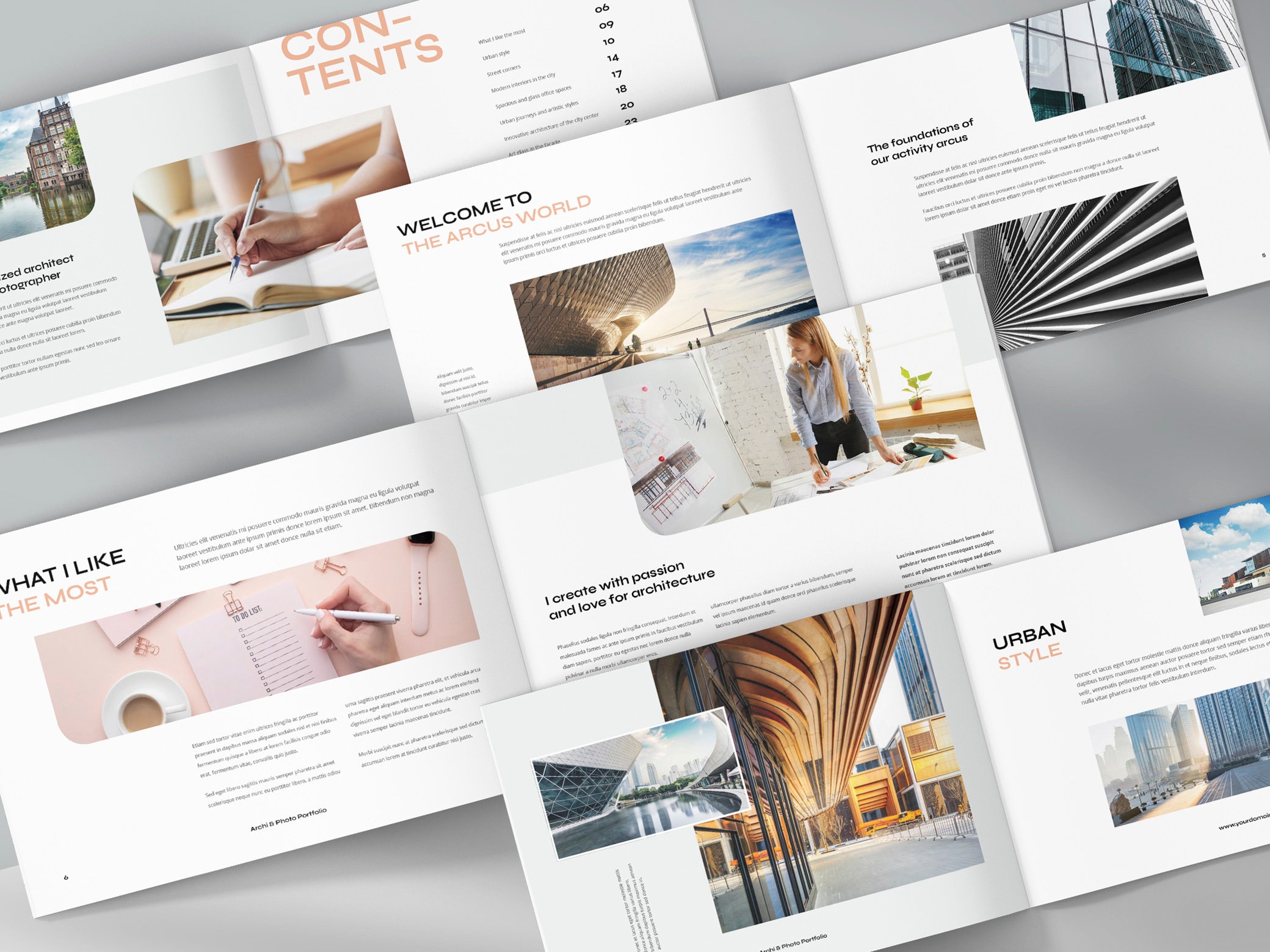 Architecture Interior Design Portfolio, Canva Template, Landscape ...