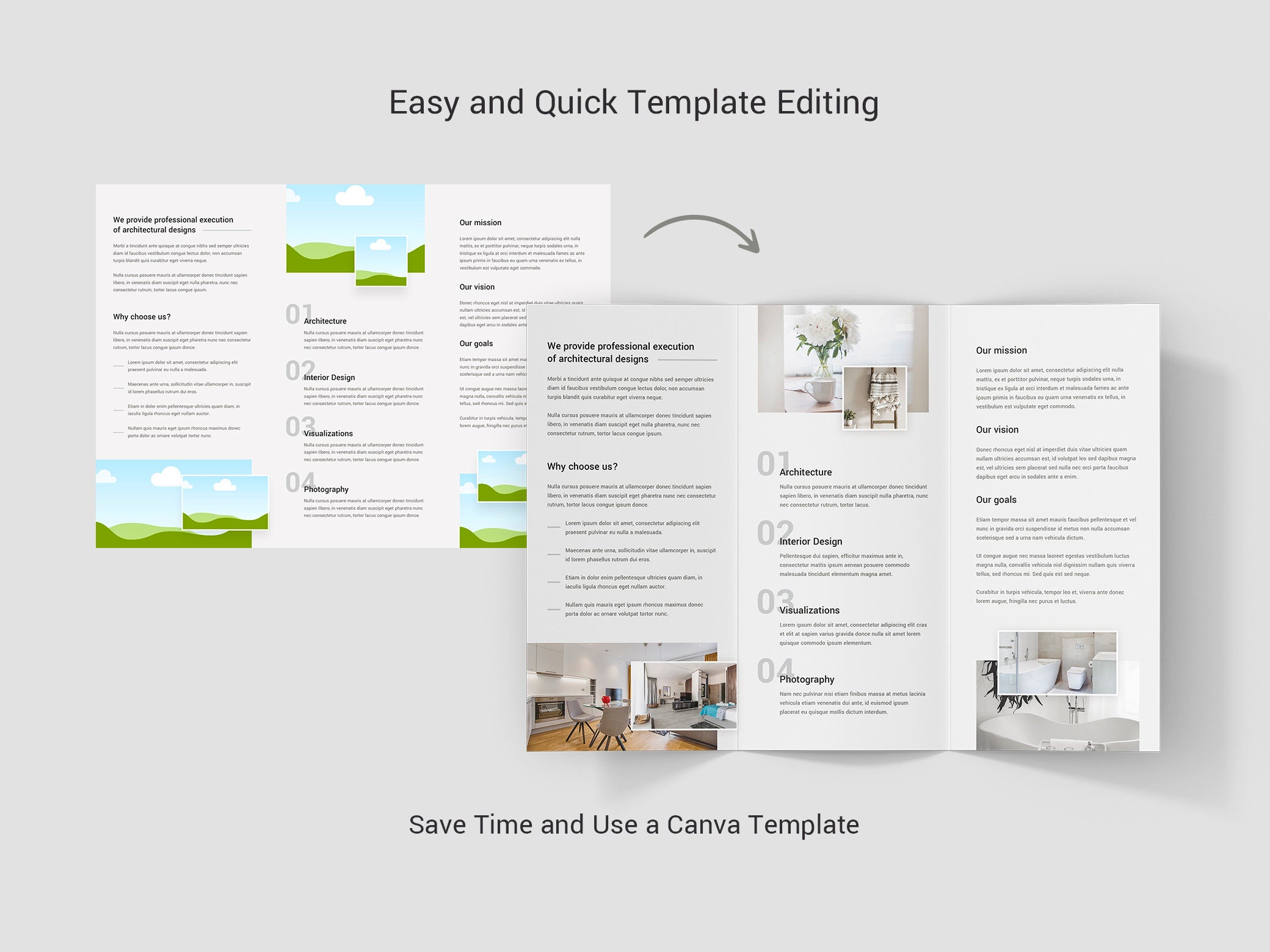Architectural Studio Brochure Tri-fold Canva Template, Interior Design ...