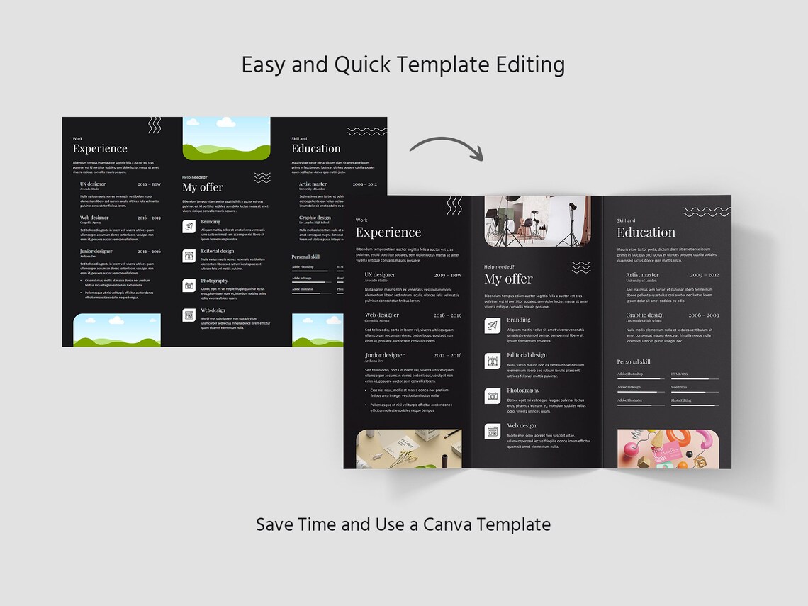 Designer Resume Brochure Tri-fold Template for MS Word, Canva, Adobe ...