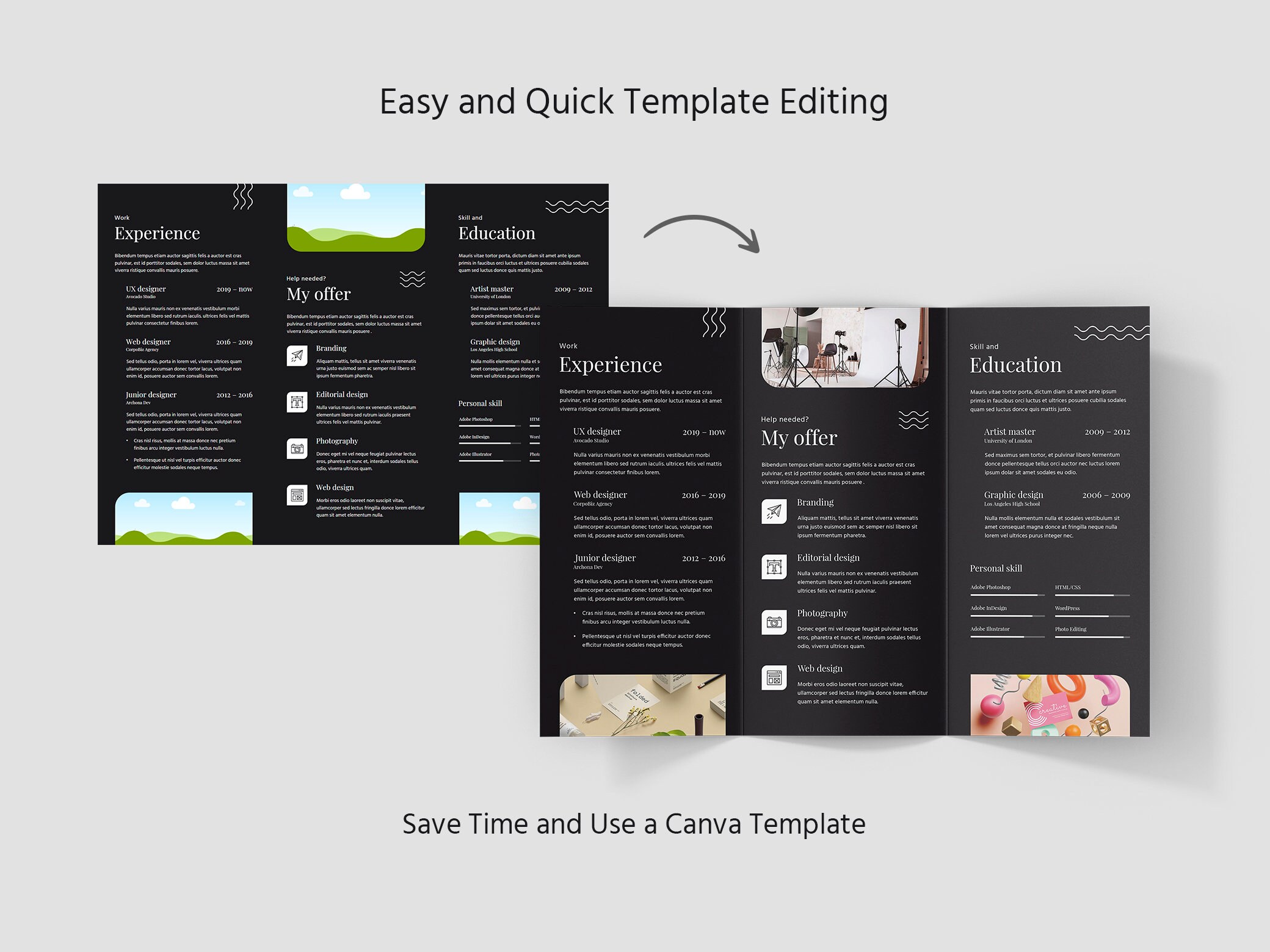 Designer Resume Brochure Tri-fold Template for MS Word, Canva, Adobe ...