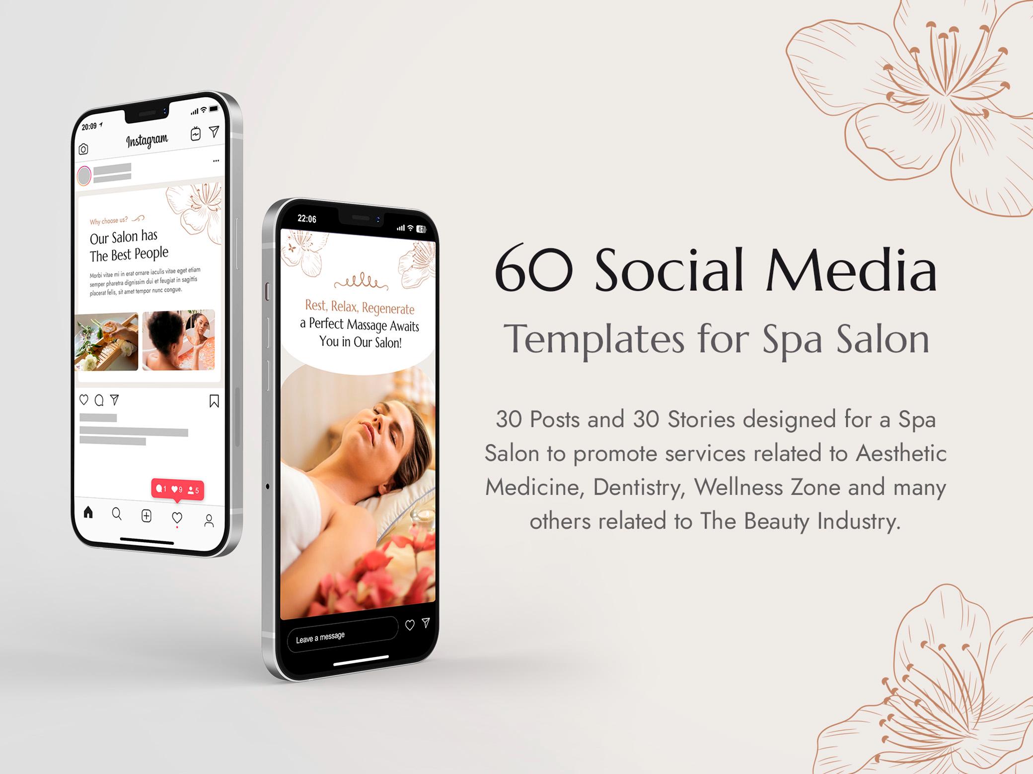 Spa Salon Instagram Post and Stories Canva Template, Spa Menu, Salon ...