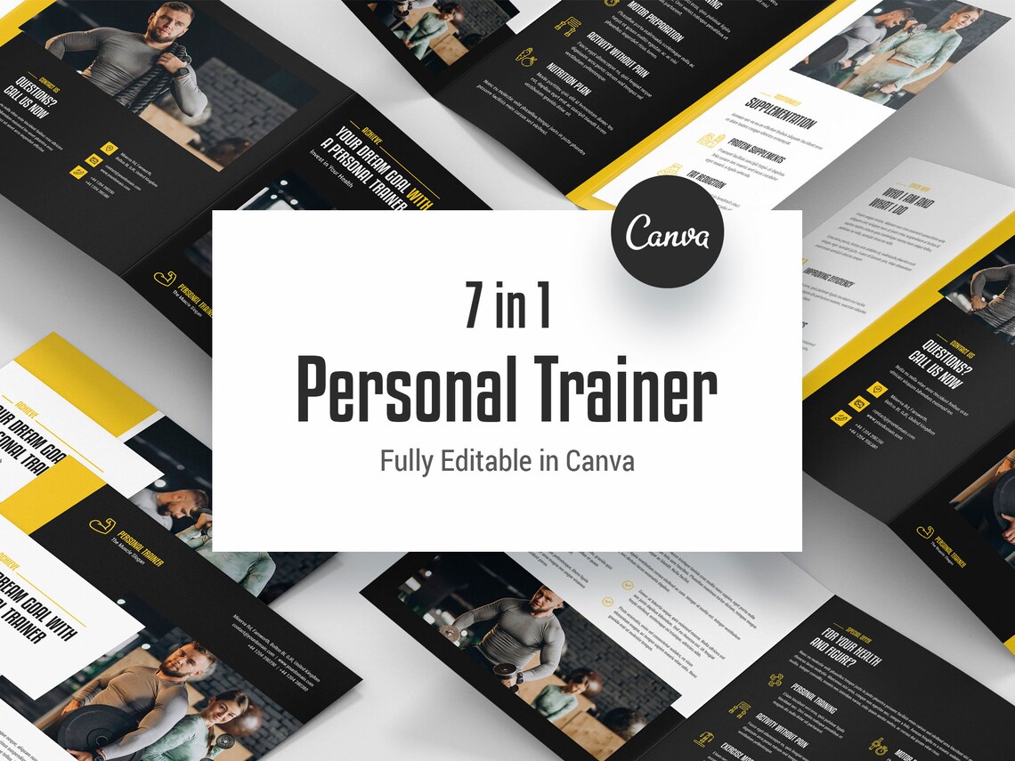 7 in 1 Personal Trainer Brochures Bundle, Canva Templates, Fitness ...