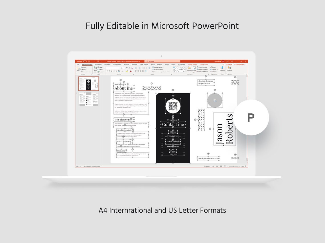 Designer Resume Brochure Tri-fold Template for MS Word, Canva, Adobe ...
