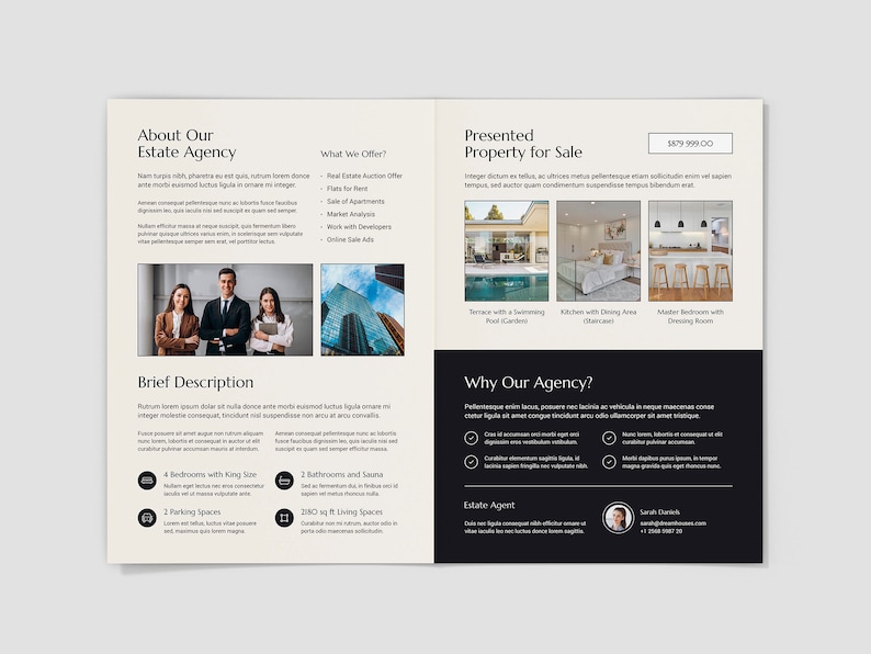 Luxury Real Estate Property Prospectus Bi-fold Brochure Indesign PSD ...