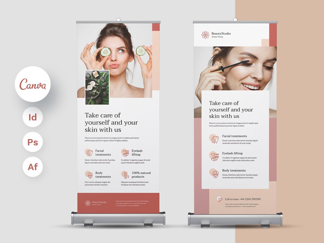 Beauty Studio Roll up Banner, Editable Canva Template, Ideal for ...