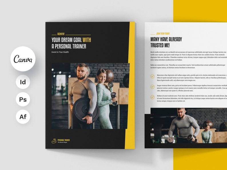 Personal Trainer, Brochure Template, Brochure Tri-fold A5, Canva ...