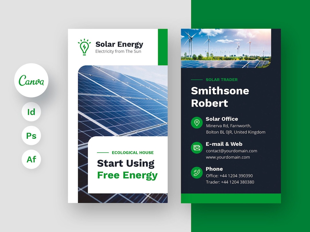 Buy Solar Energy Business Card Template (canva, PDF) Online in India - Etsy