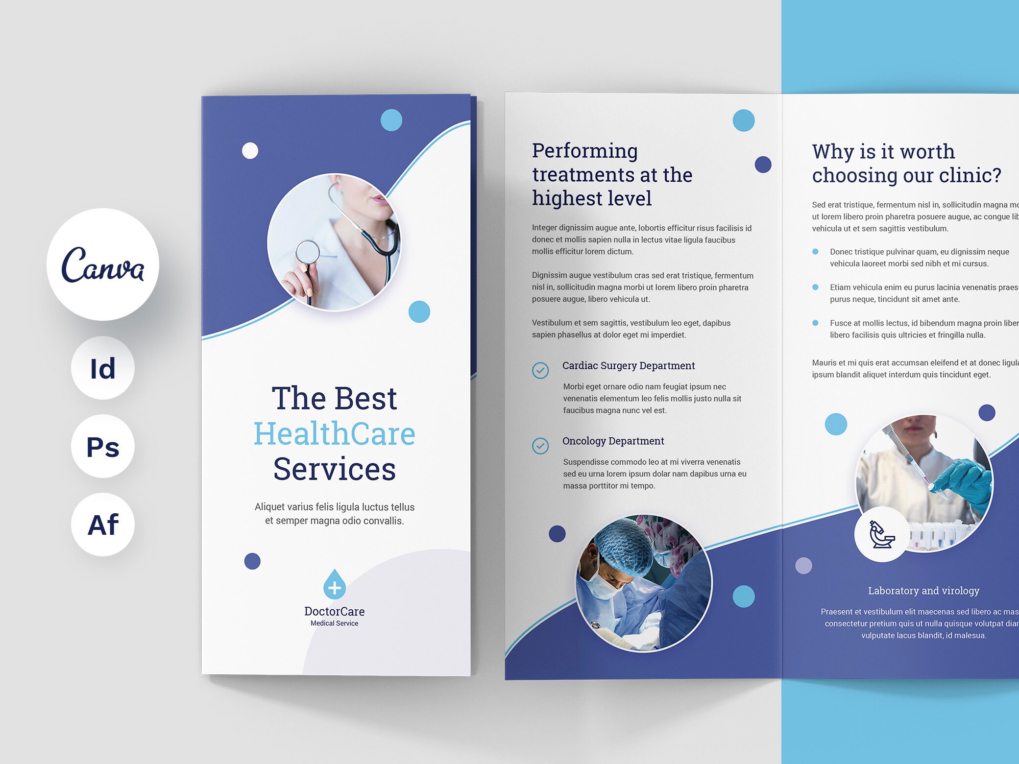 Doctor Care Brochure Tri-fold Canva Template, Medical, Healthcare ...
