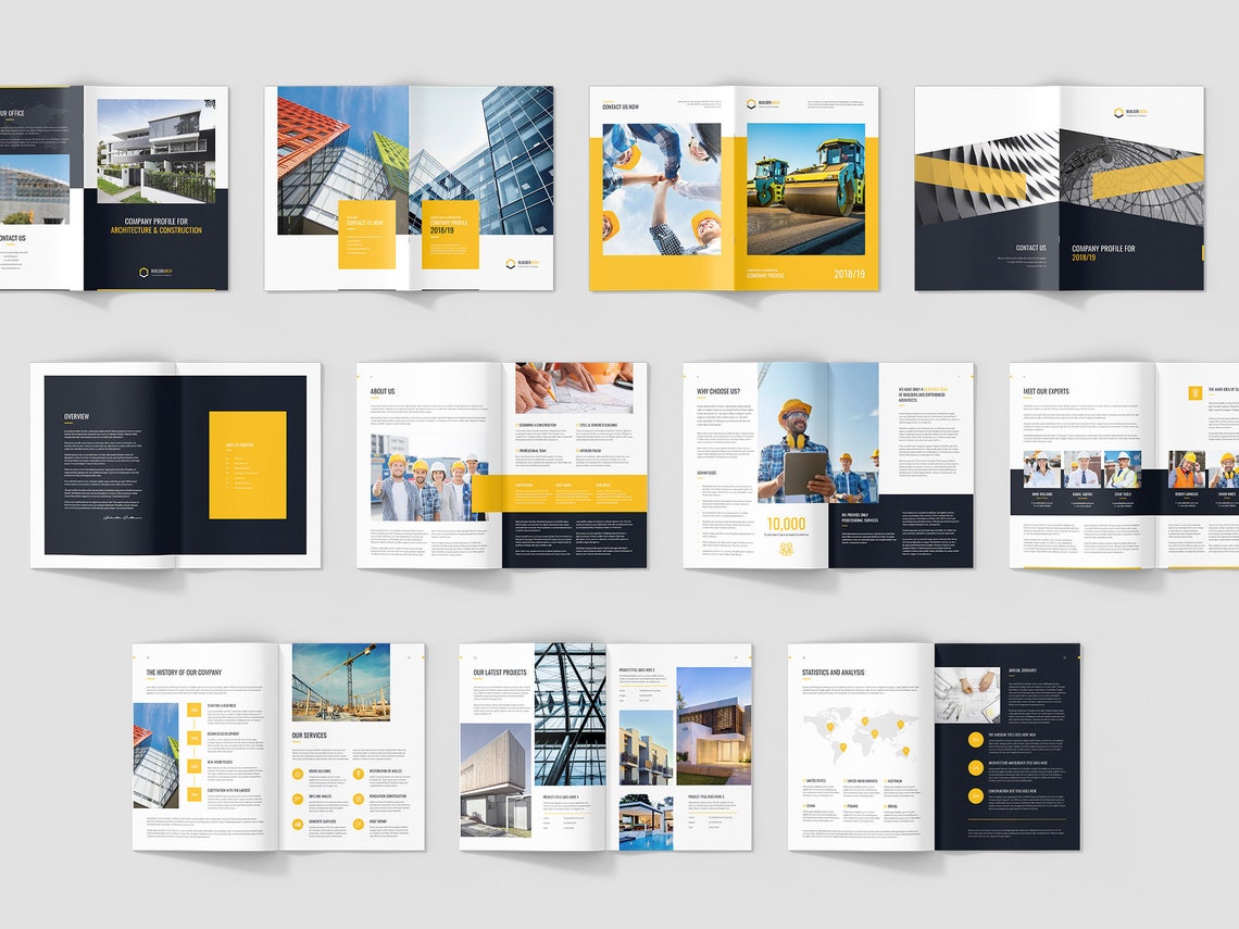 Company Profile Canva Template, Builder Industry, Architecture Design ...