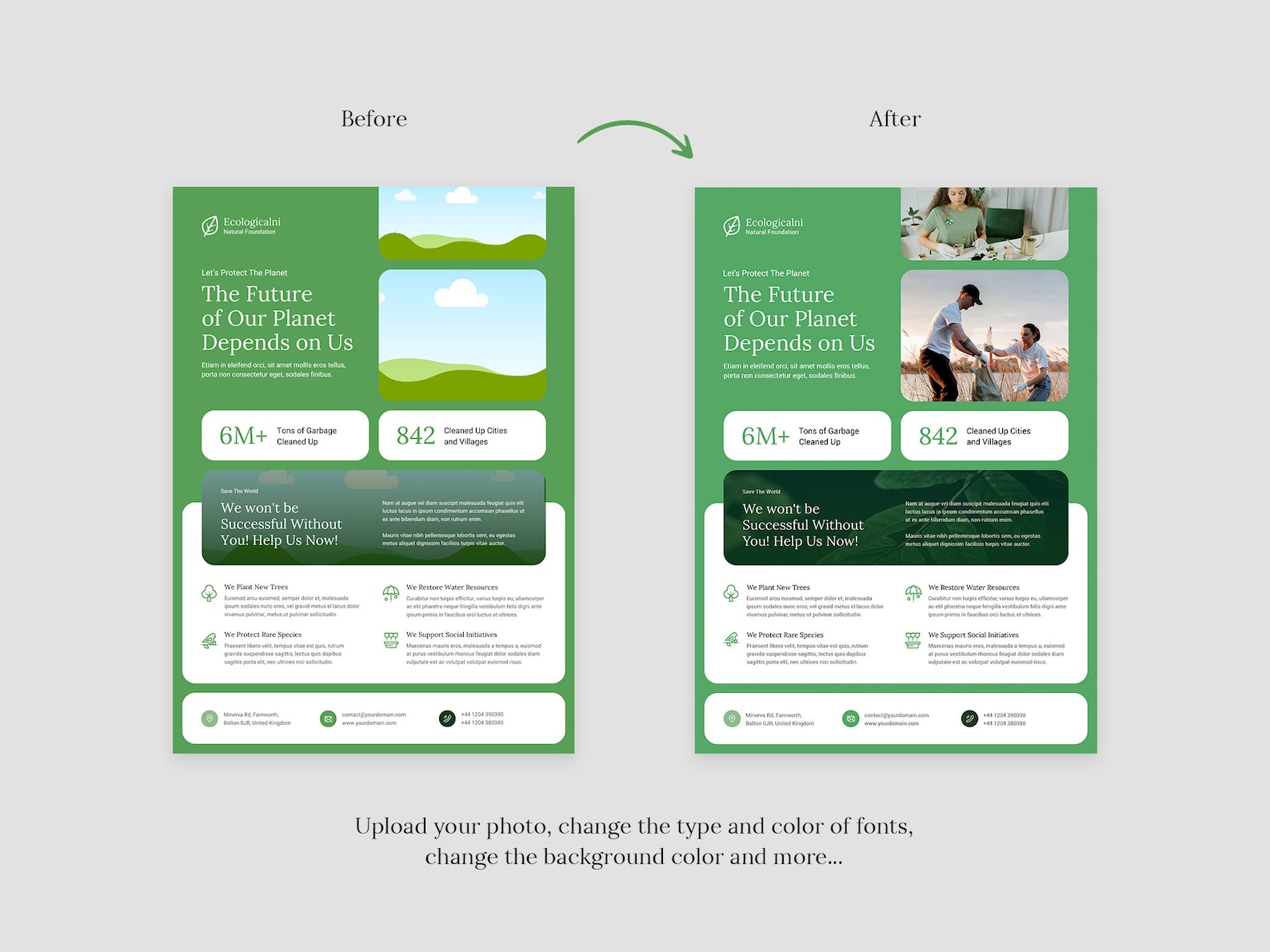 Ecology Foundation Flyer Canva Template, Renewable Energy Design - Etsy