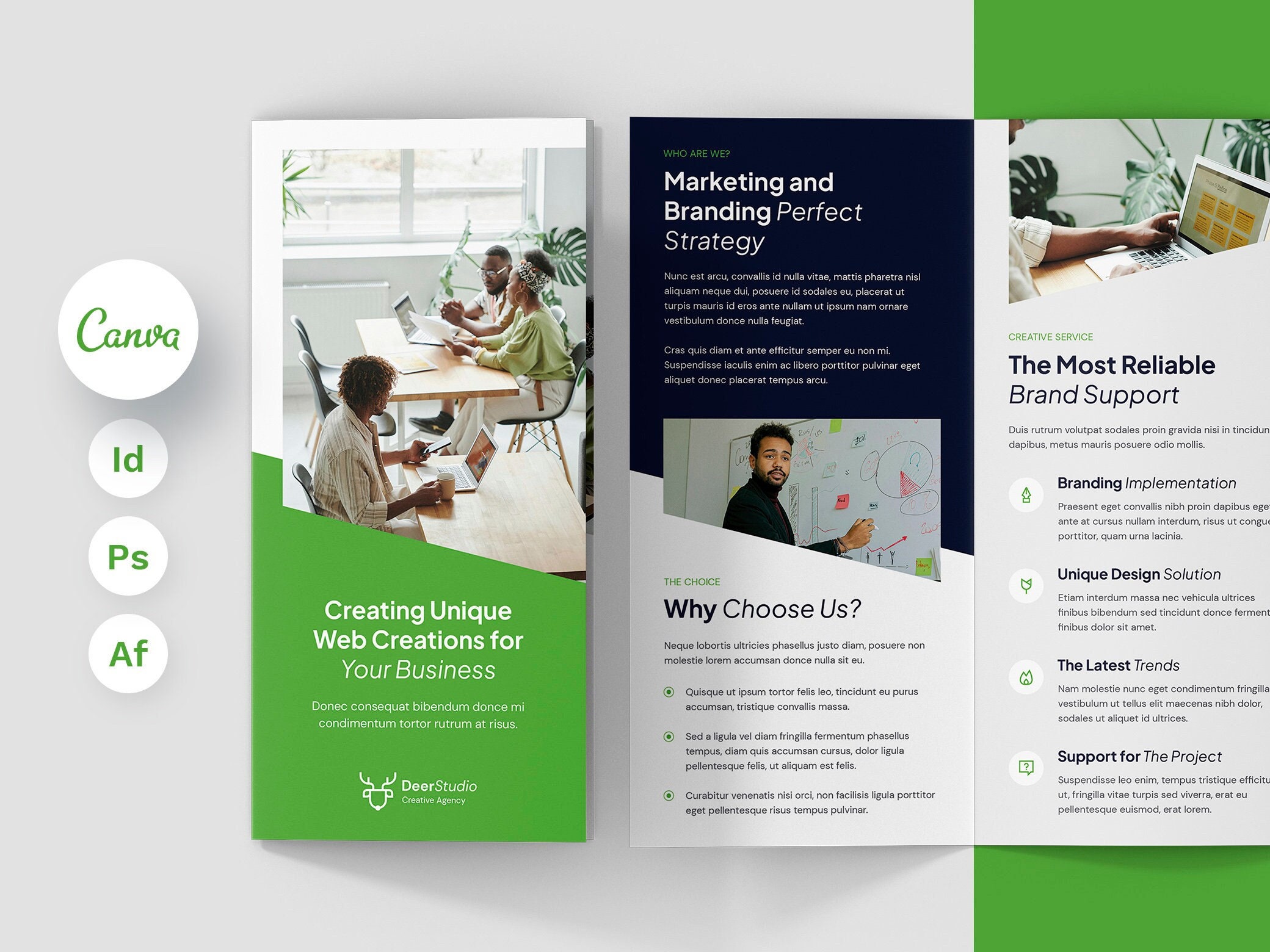 Web Studio Brochure Tri-fold Template, Creative Agency, Interactive ...